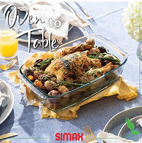 SIMAX LARGE GLASS CASSEROLE DISH OVEN SAFE COOKWARE WITH LID OBLONG ...