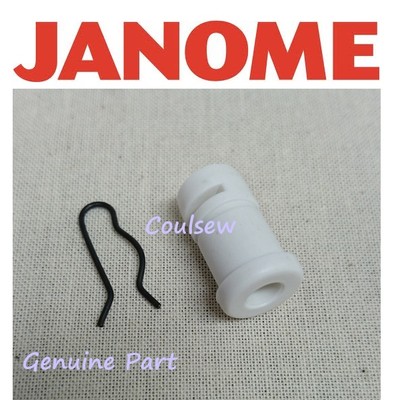 JANOME SEWING MACHINE SPOOL PIN WHITE PLASTIC BUSHING + CLIP SPRING ...