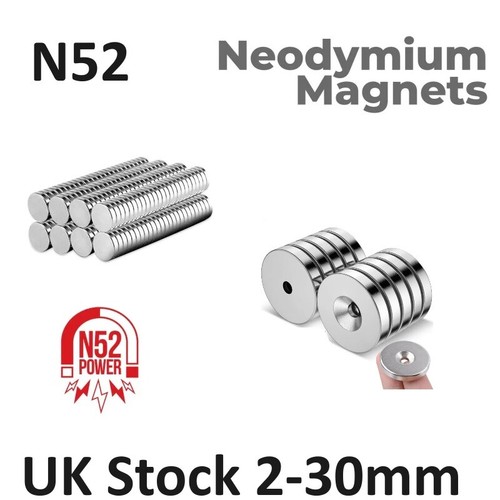N52 Magnets Strong Strongest Multiple Size 2-30mm DIY Craft Fridge Disc ...