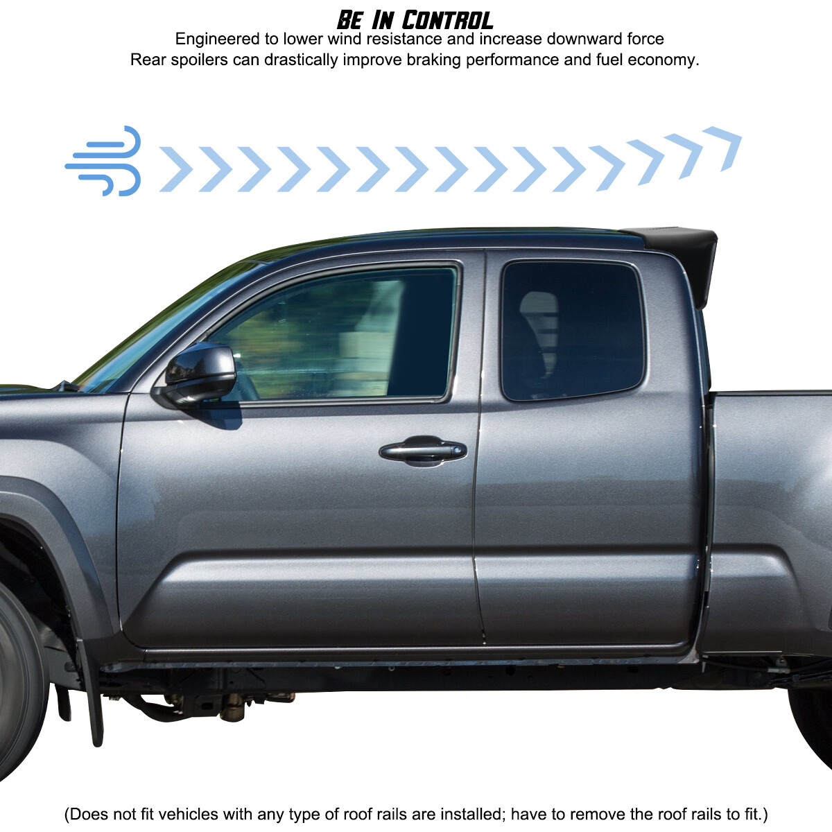 Spoiler Wing Fits 2016-2022 Toyota Tacoma Matte Black Rear Window Roof ...