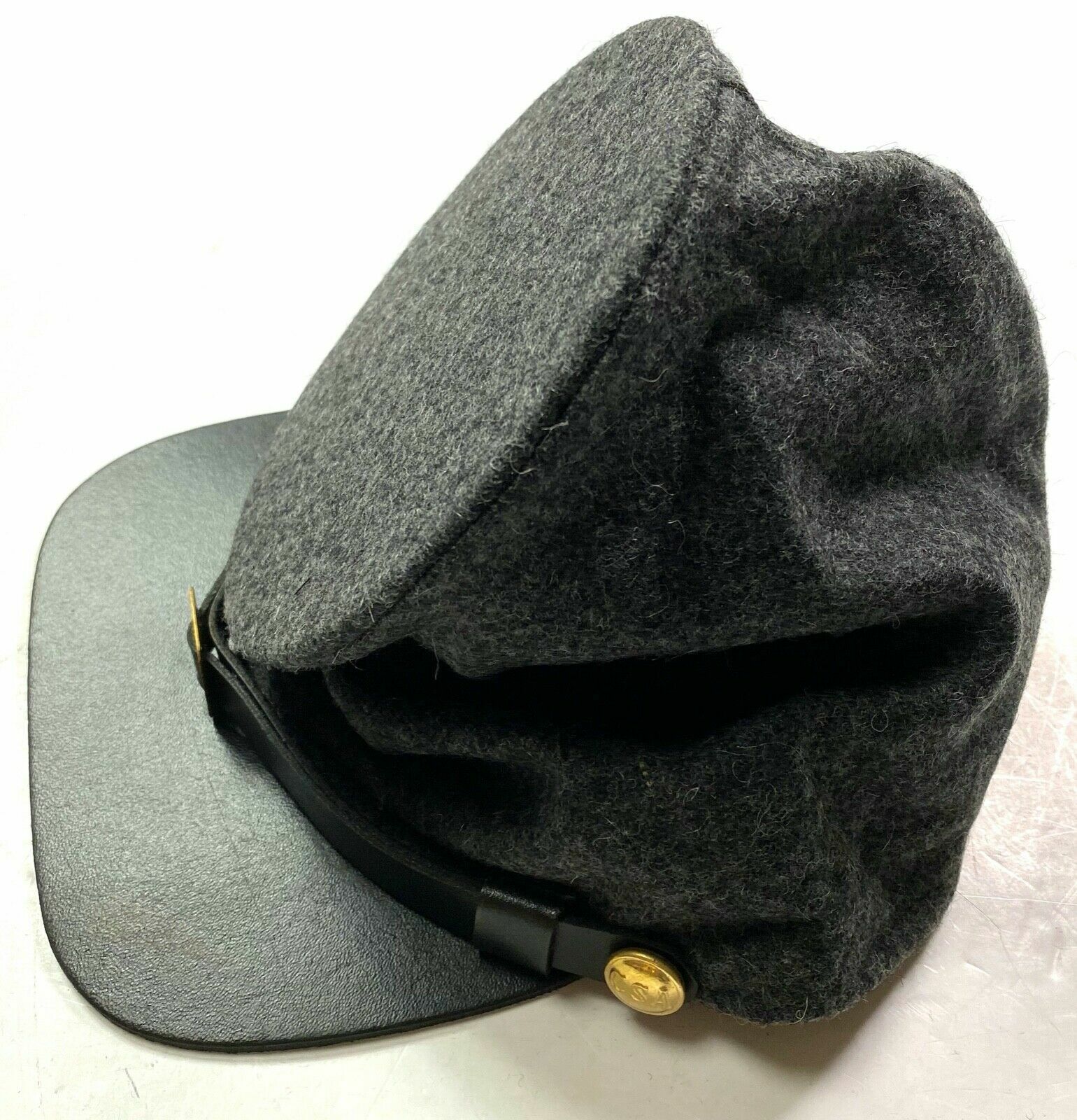 CIVIL WAR CSA CONFEDERATE DARK GREY WOOL FORAGE BUMMER CAP HAT-ALL ...