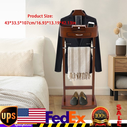 Wood Suit Rack, Freestanding Clothing Valet Stand, Valet Stand | eBay