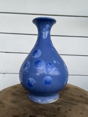 Vintage Crystalline Shen Shu Style Chinese Porcelain Vase Blue Coastal ...