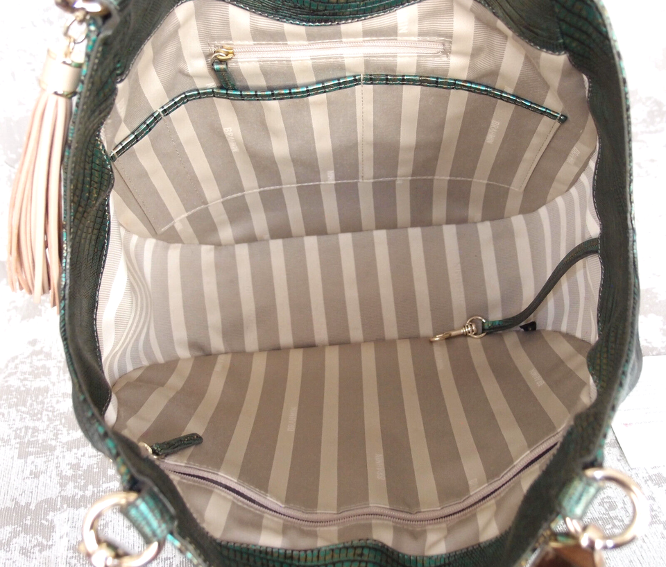 Brahmin MARIANNA in EMERALD MOA Leather Purse Handbag ️RARE ️ Pattern ...