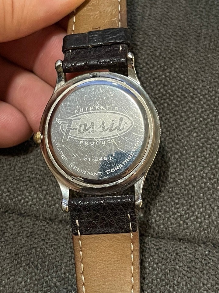 Fossil Authentic Men's Two Tone Watch VT-2451 - Gold Bezel Silver Case ...