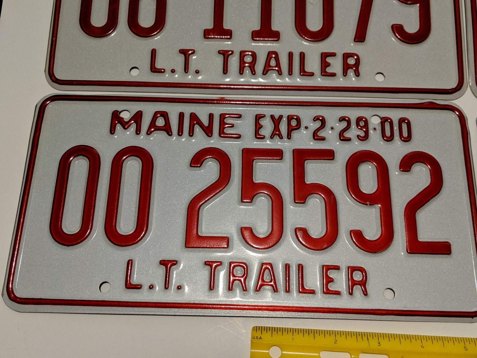 MAINE 4 LOT L.T. TRAILER LICENSE PLATES 08 11079, 00 25792, 00 25592 ...
