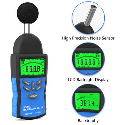 Sound Level Meter Digital Noise Test Decibel Measurement 30-130DB AC DC ...