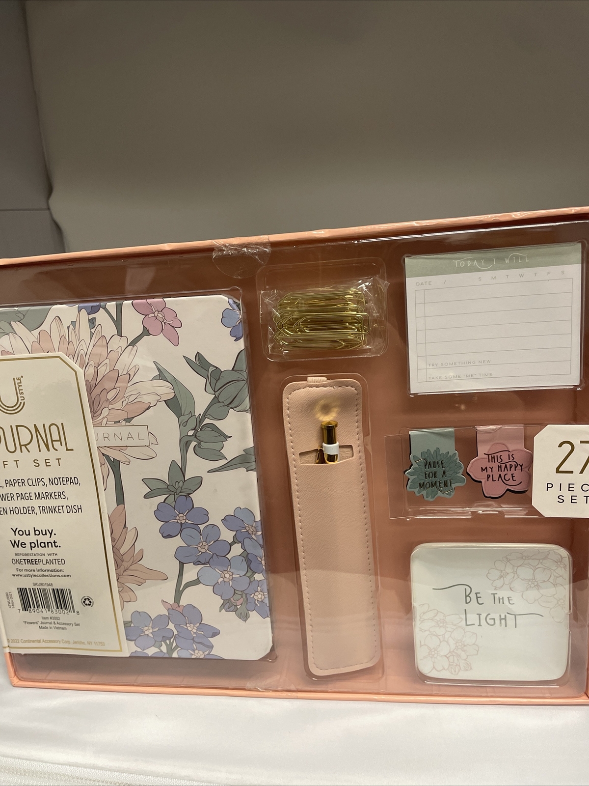 USTYLE 27 Piece Journal Gift Set ~Flower Design~ Journal/Paper Clips ...