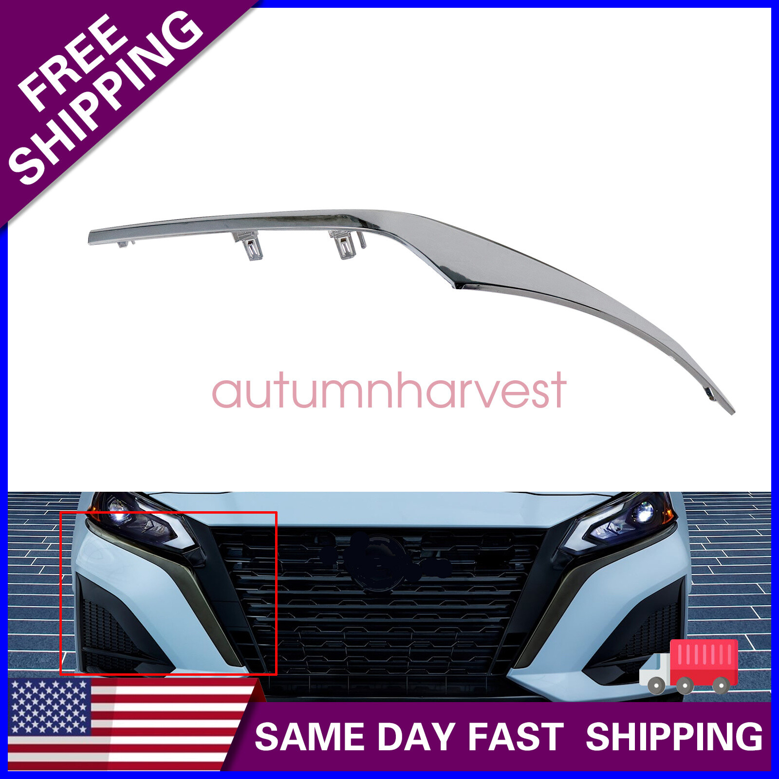 Fit 2023 Nissan Altima Grille Trim Passenger Right Side Chrome Hand ...