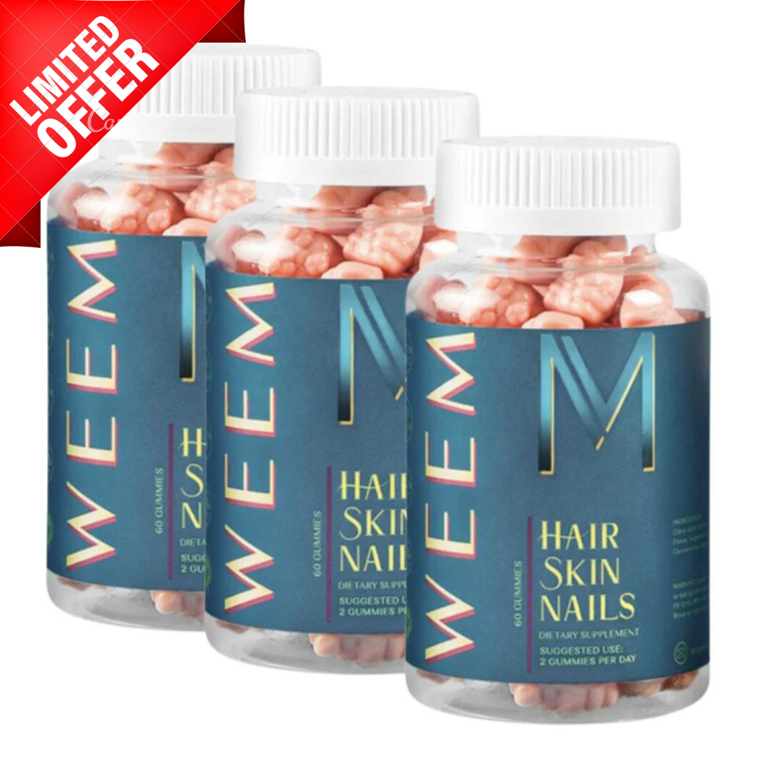 WEEM Hair Skin & Nails Gummies Supports Fast Healthy Vegan Biotin ...