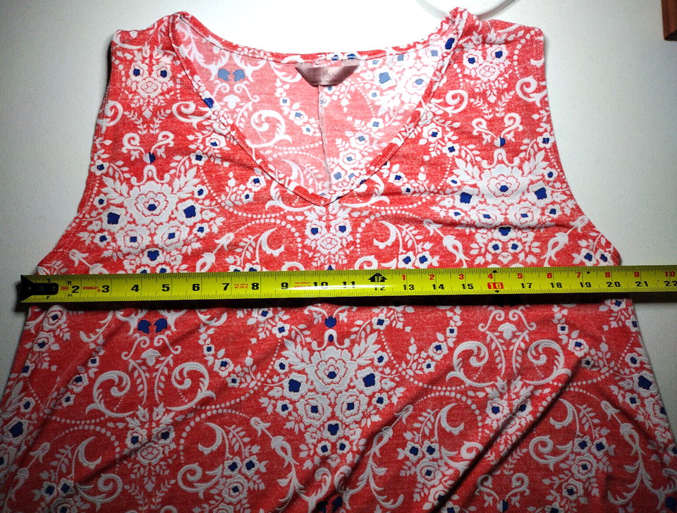 SJS Sun Dress Midi Sleeveless Women's 1X Plus Shark Bite Hem Red White ...