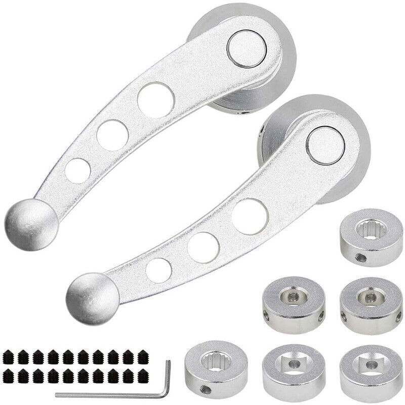 Set Window Winder Crank Manual Door Handle Knob Silver Billet Aluminum ...
