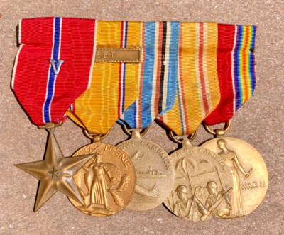 WW2 USN US Navy Medal Bar Mounted Award Set Valor BSM American Asiatic ...
