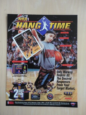 NBA Hang Time Video Arcade Machine Flyer Original Midway Brochure | eBay