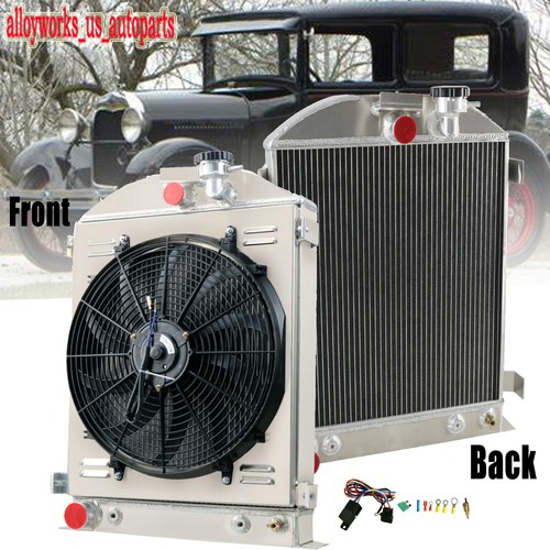 4 Rows Radiator Shroud Fan Fit 1928-1931 1929 1930 Ford Model A Grill ...