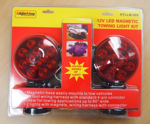 12V LED Magnetic Towing Trailer Light Kit 24 LEDS Multi-Function DOT ...