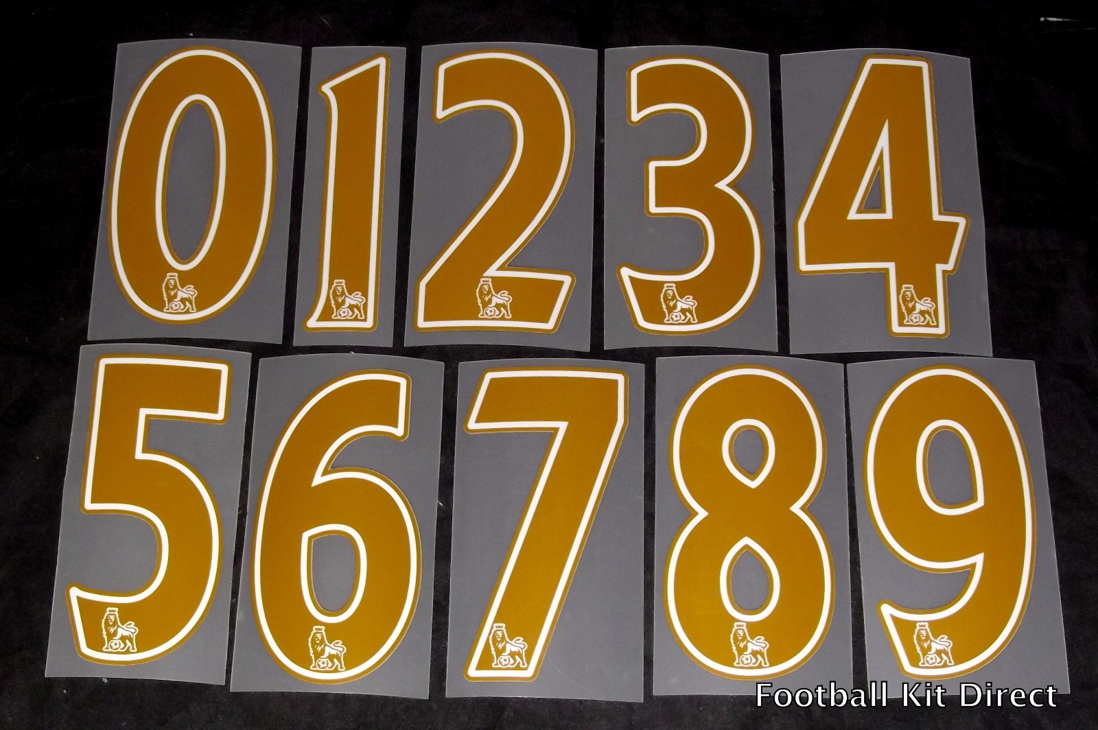 Official Premier League 2007/12 Gold Football Short Numbers 0-9 Plastic ...