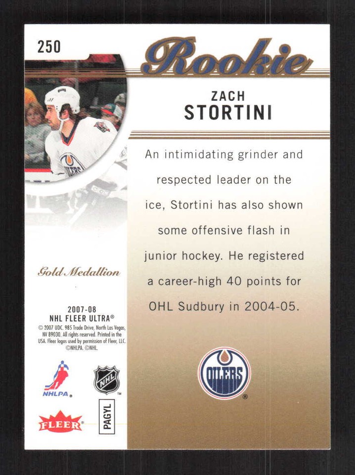 Zach Stortini RC 2007 Ultra Gold Edmonton Oilers #250 | eBay