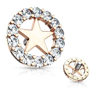 Piercing microdermal plaqué or rose étoile strass blancs | eBay