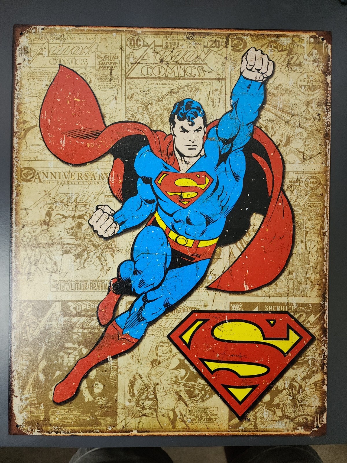 Vintage Style Superman Tin Metal Sign DC Comics Comic Book Hero ...