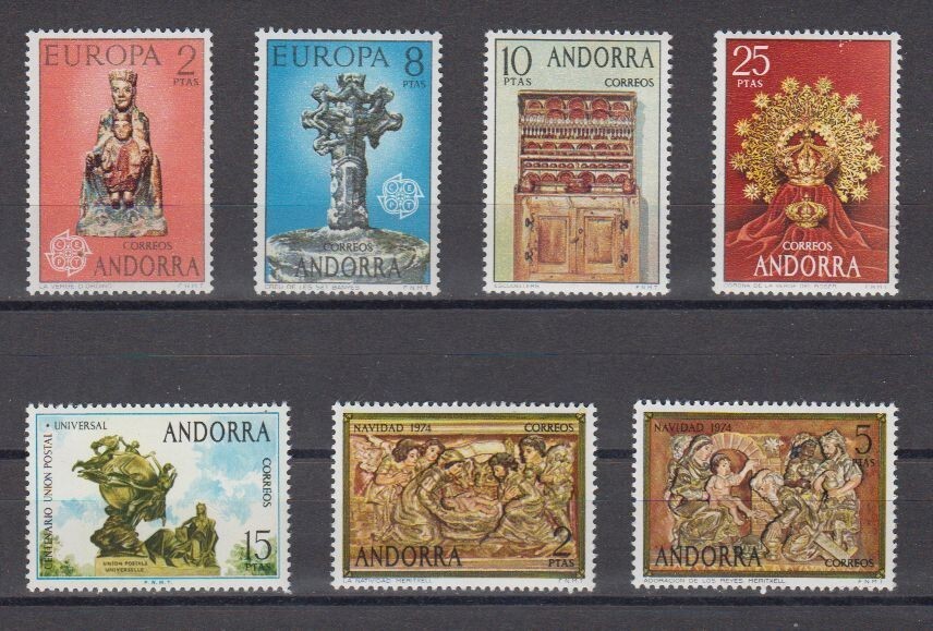 SPANISH ANDORRA ESPAÑOLA COLLECTION 1973 TO 1979 COMPLETE - 7 YEAR SETS ...