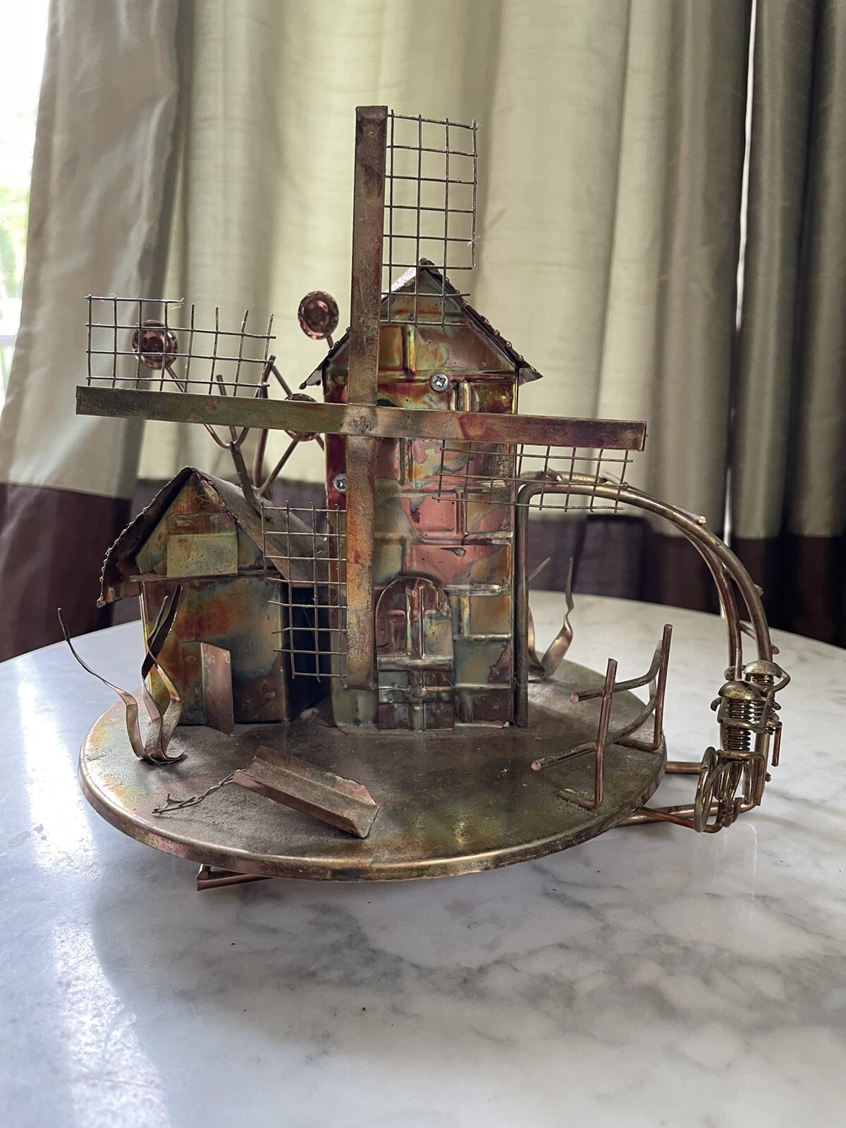 Vintage MCM Metal Art Sculpture Wind Mill Musical Moving In Very Good ...