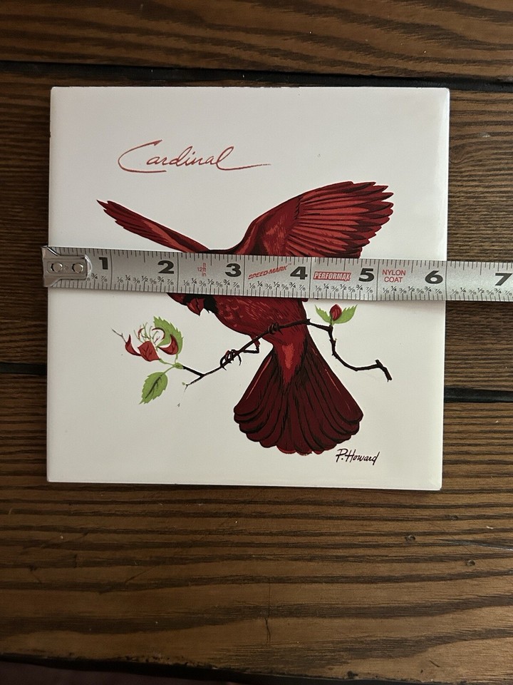 Vintage Red Cardinal Tile Trivet signed P. Howard “6x6” Bird | eBay