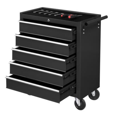 5-Drawer Rolling Tool Chest Box w/ Key&Lock Storage Cabinet Organizer ...