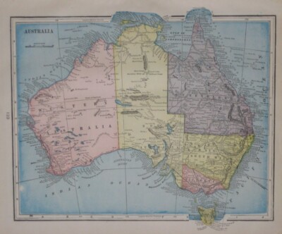 Original 1902 Map AUSTRALIA TASMANIA Victoria New South Wales Great ...