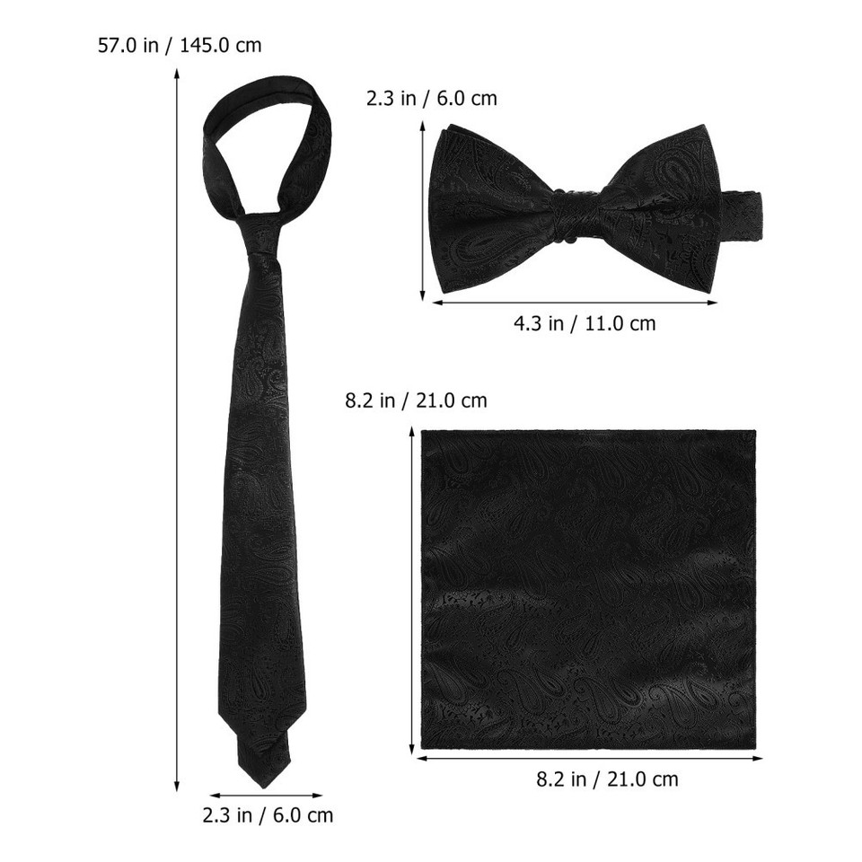 Suit Accessories Mens Black Bow Tie Formal Wedding Pocket Squares ...
