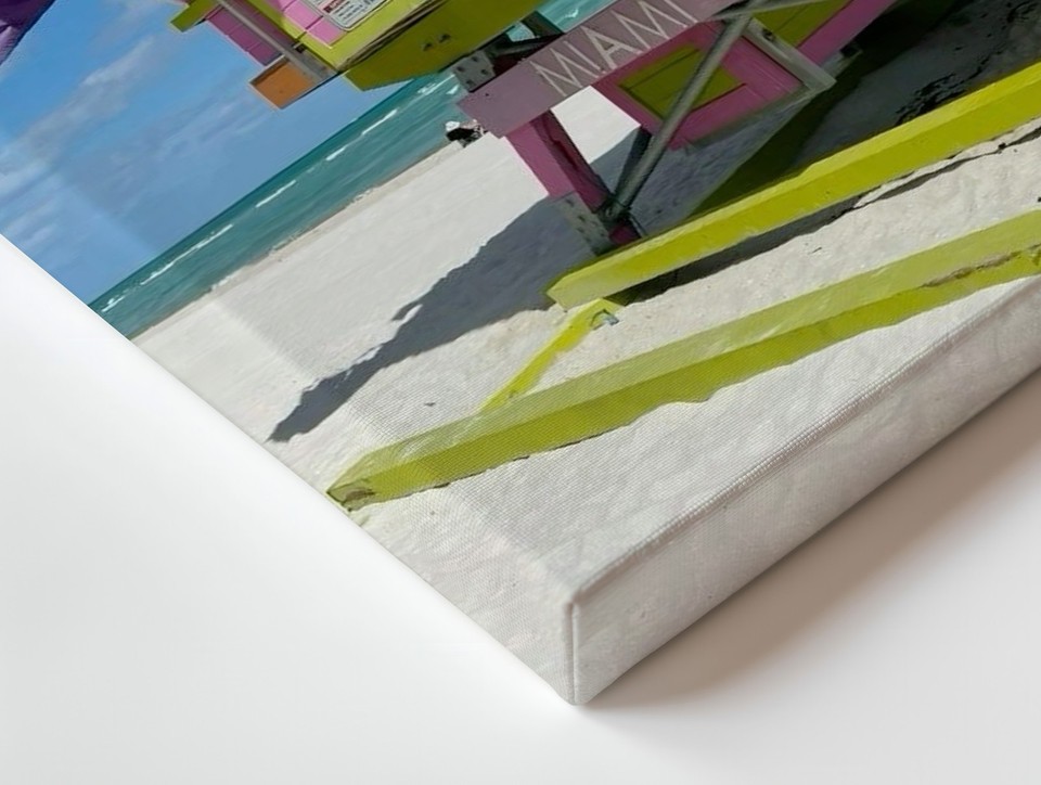 Vibrant Miami Beach Lifeguard Tower Canvas Wall Art For Beach Home ...