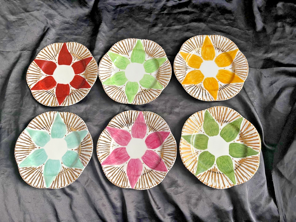 SHELLEY "HARLEQUIN" TEA SET 1950's STUNNING RARE PATTERN IN DAISY SHAPE ...
