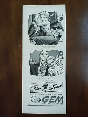 1944 vintage gem razor Blades, Avoid 5 O'clock Shadow, Unique Art | eBay UK