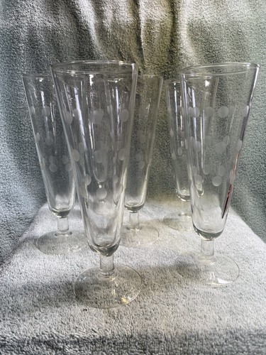 MCM Frosted Coin Dot Clear Set of 6 Pilsner Glasses | eBay