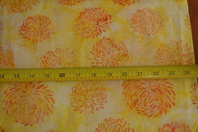 By 1/2 Yd, Orange Flowers on Gold Tonga Batik, Timeless Treasures/B9113 ...