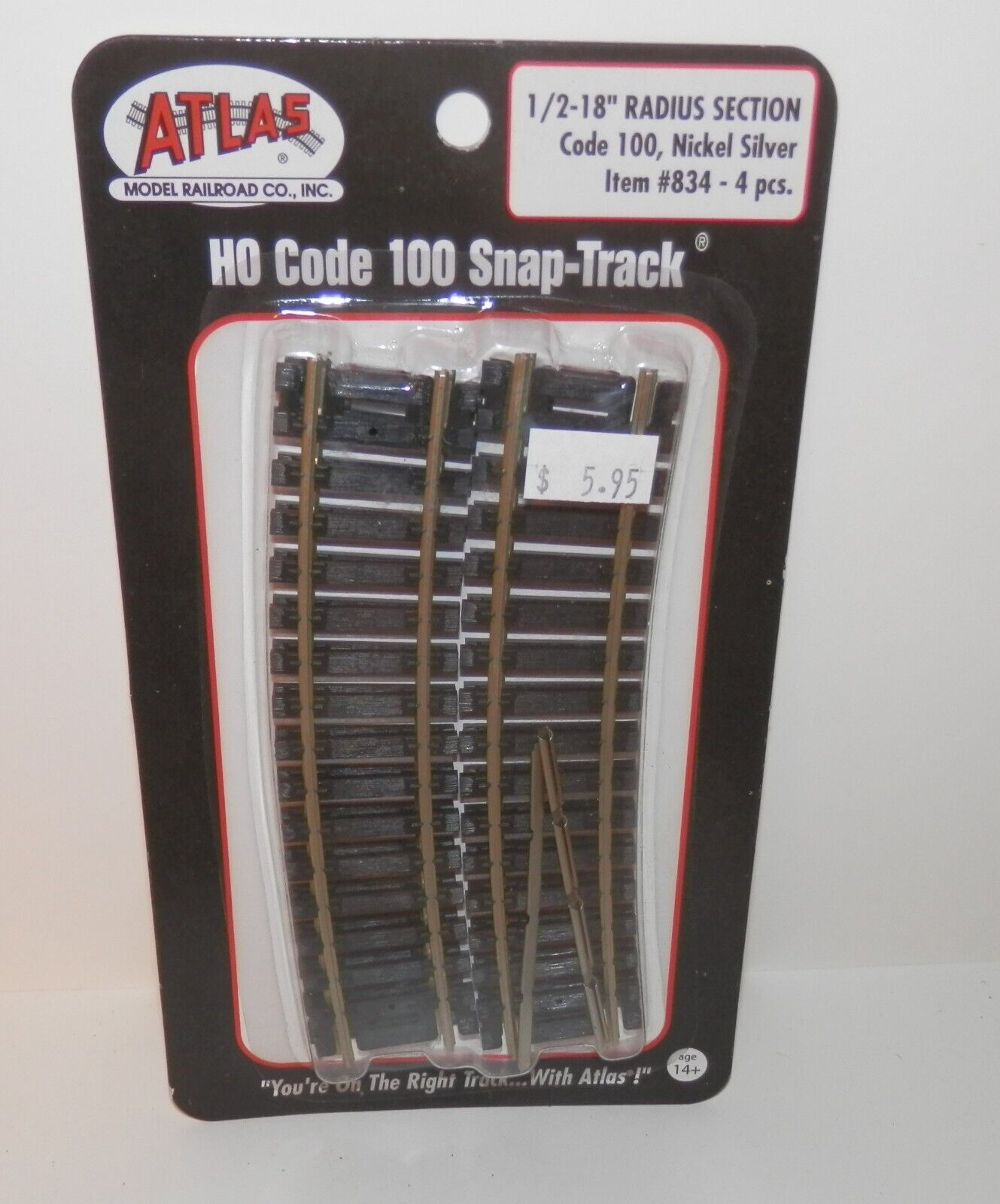 Atlas HO Scale Code 100 Nickel Silver 1/2-18" Radius Sections (4pc ...