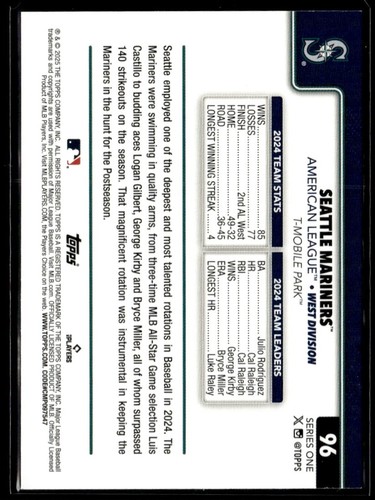 2025 Topps Series 1 Sandglitter Seattle Mariners #96 | eBay