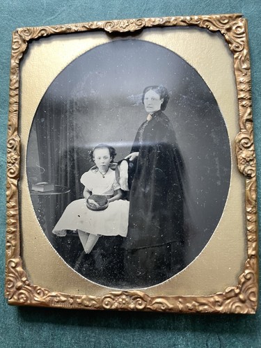 Tintype Of Woman And Child In metal Frame Without Case 1850-1900 | eBay