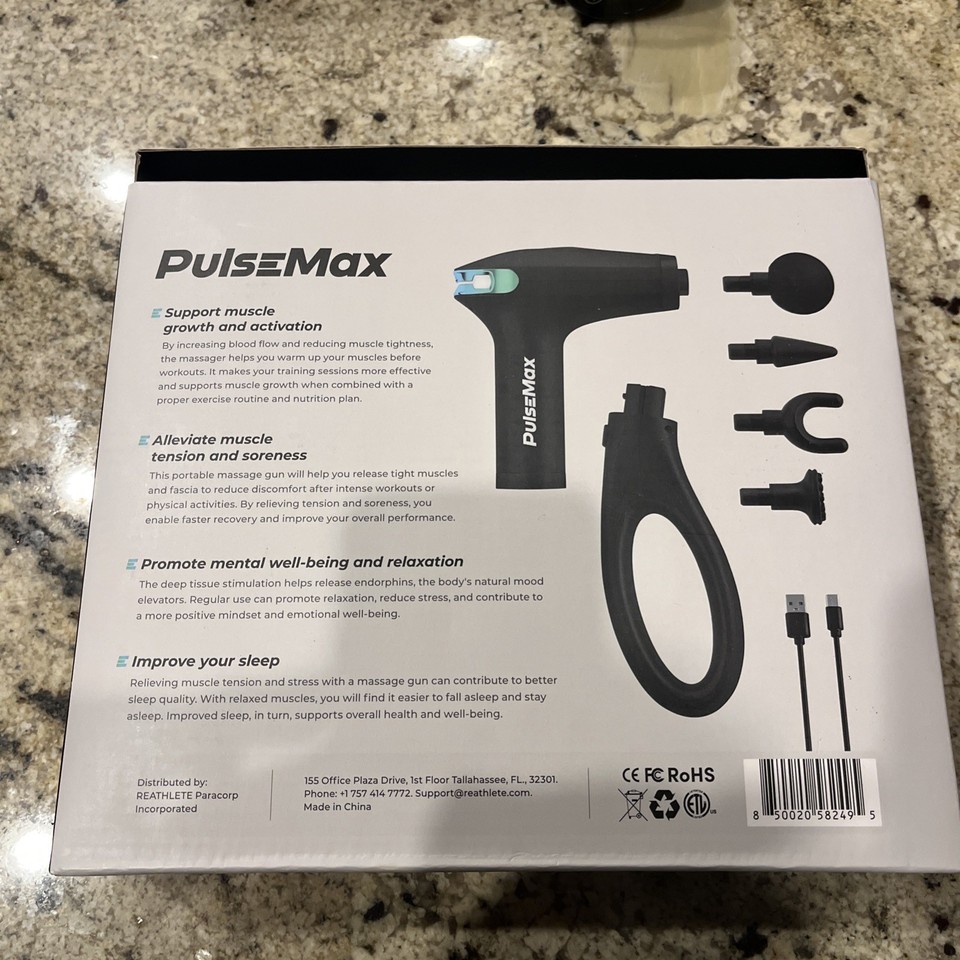 ReATHLETE PulseMax Portable Massage Gun Deep Stimulation & Tension ...