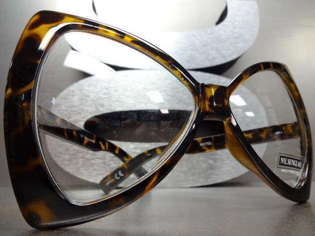 OVERSIZE EXAGGERATED HUGE Clear Lens EYE GLASSES Unique Bow Shaped ...