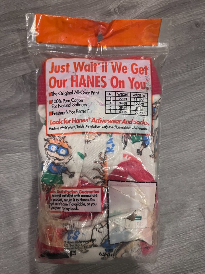 Vintage 1993 Hanes Boys ShowToons Rugrats Size 4 Brief Underwear ...