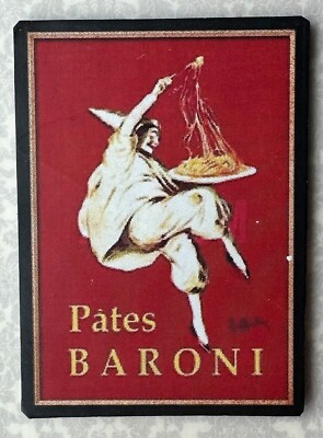 Miniature Dollhouse "BARONI Brand PASTA" Red Pierott with Plate of ...