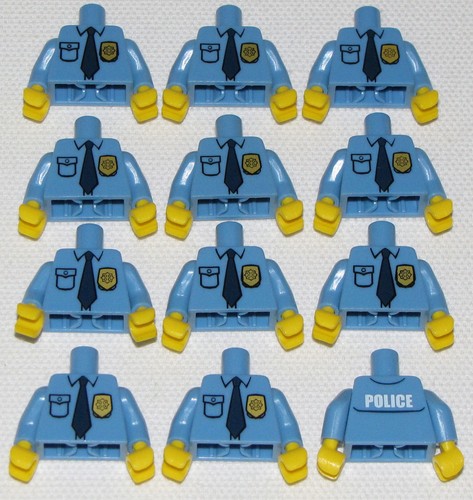 POLICE POLICEMEN TORSO LEGO LOT OF 12 NEW POLICEMAN TORSOS WITH BADGE ...
