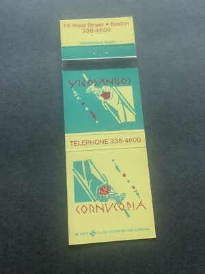 Vintage Massachusetts Matchbook: “Cornucopia” Boston, MA | eBay