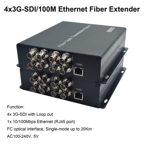4 3G SDI Gigabit Ethernet over Fiber Optic Converters,HD Video to fiber ...