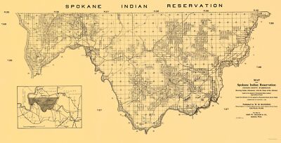 Historic County Map - Spokane Indian Reservation - Manning 1910 - 23 x ...