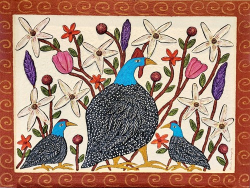 Danette Sperry Southern Primitive Bird Folk Art Painting Guinea Hens ...