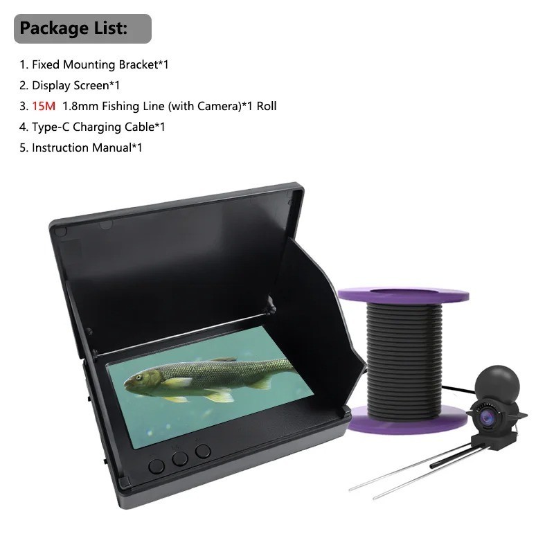 Underwater 1080P Fishing Camera 4.3" LCD Fish Finder Depth Finder Night ...