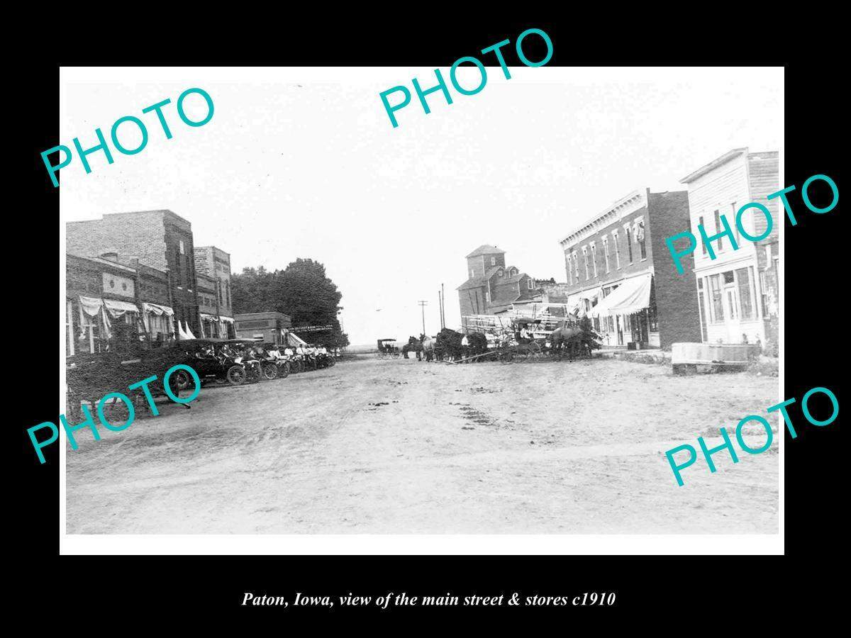OLD POSTCARD SIZE PHOTO OF PATON IOWA VIEW OF THE MAIN STREET & STORES ...