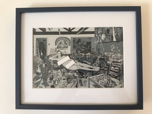 Grayson Perry Reclining Artist Art Card Framed Blue Rare | eBay UK
